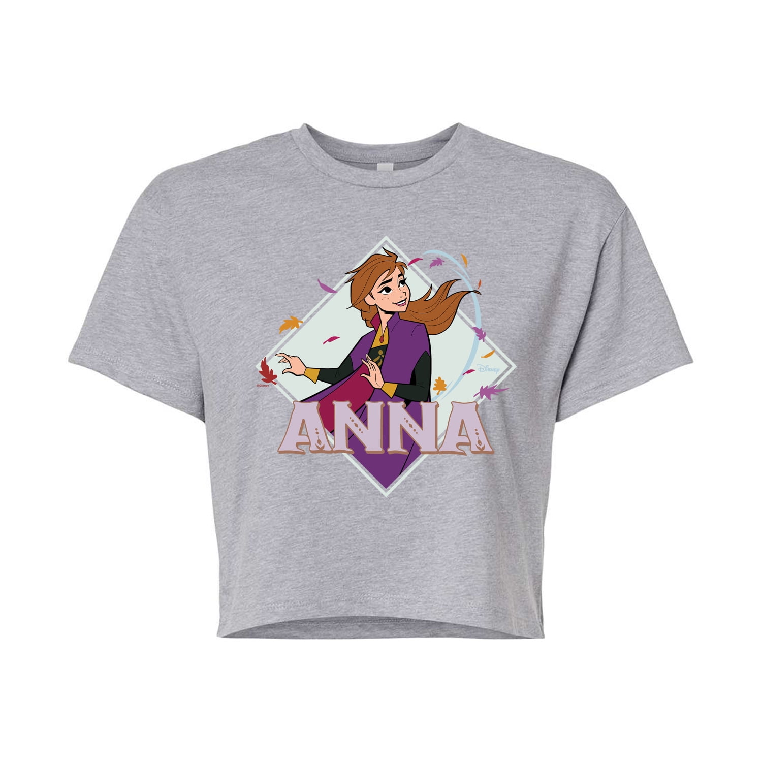 Disney Frozen 2 - Anna Stirs Up Leaves - Juniors Cropped Cotton Blend T ...