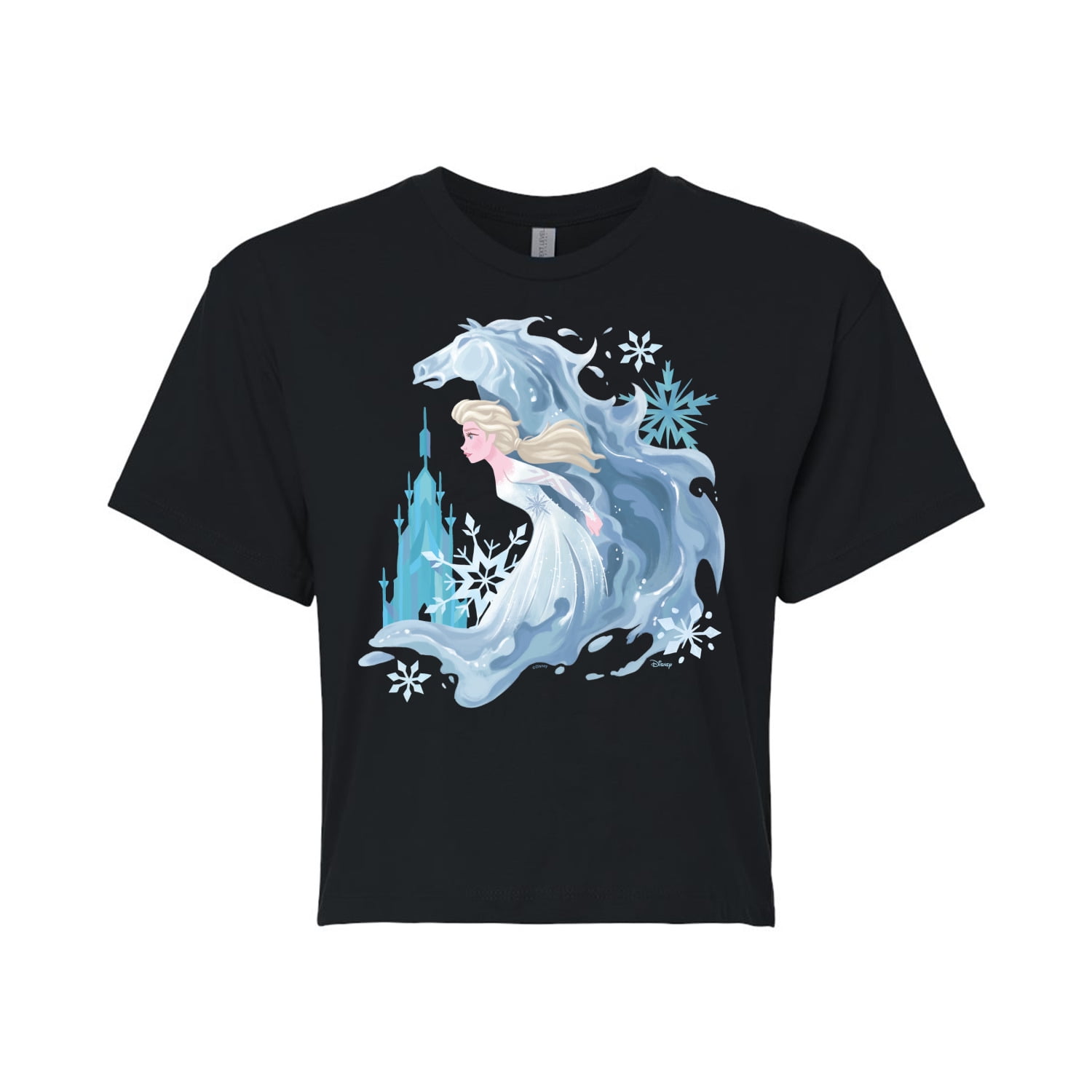 Disney Frozen 2 - Elsa & Frozen Horse - Juniors Cropped Cotton Blend T ...