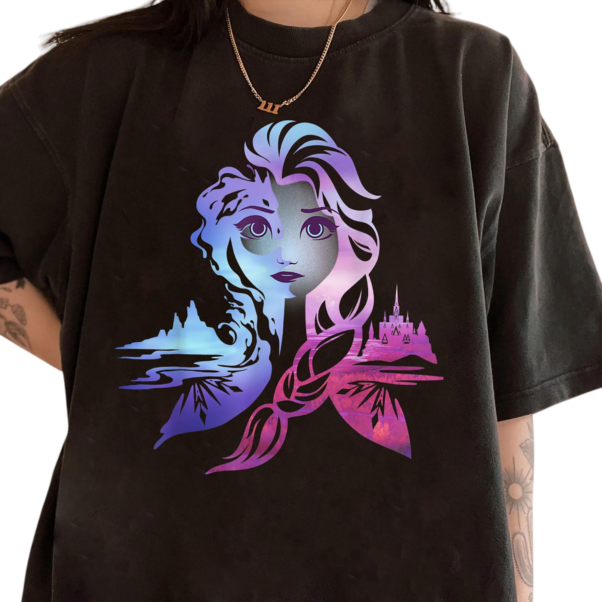 Disney Frozen 2 Elsa Two Tone Gradient T Shirt Family Matching ...