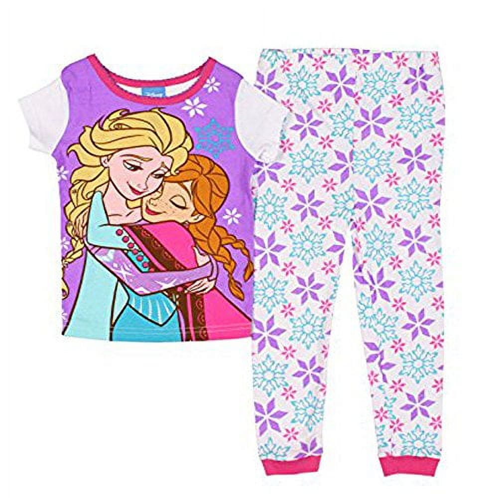 Disney Frozen 2 Piece Short Sleeve Cotton Pajama Sleepwear Little Girls ...