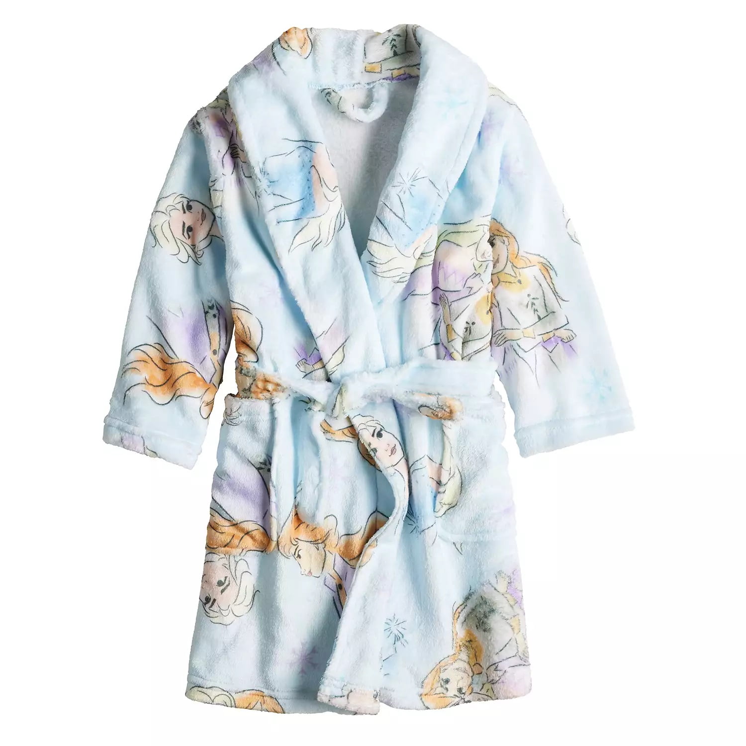 Disney Frozen 2 Toddler Girl's Anna and Elsa Light Blue Bathrobe, Robe ...