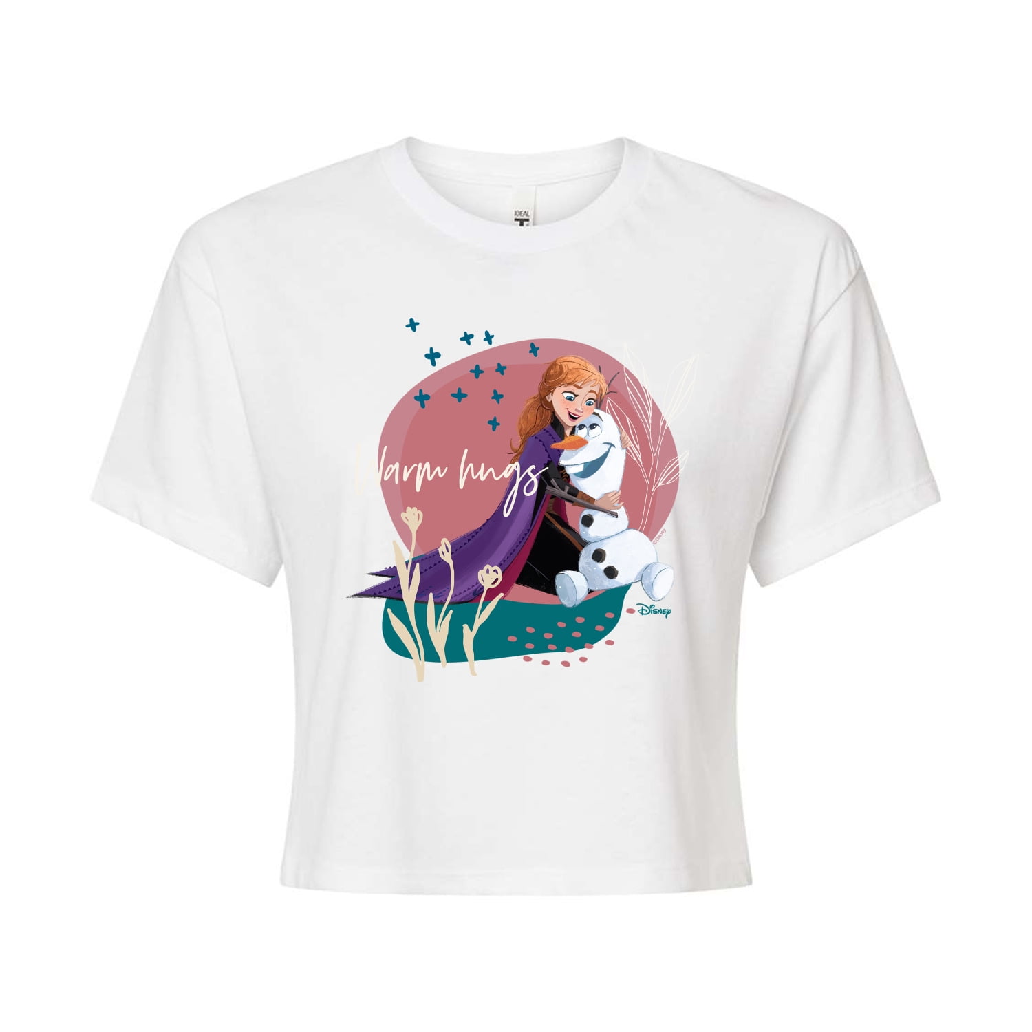 Disney Frozen 2 - Warms Hugs With Olaf - Juniors Cropped Cotton Blend T ...