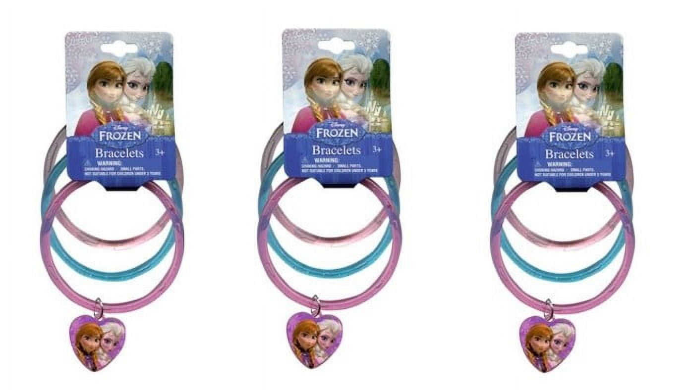 Disney Frozen 3 Ring Glitter Bangles with Heart Charm, Pink (3 Pack ...