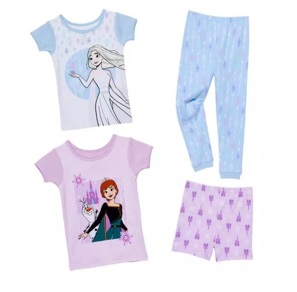 Disney Frozen 4-Piece Anna, Elsa and Olaf Cotton Character Pajama Set ...