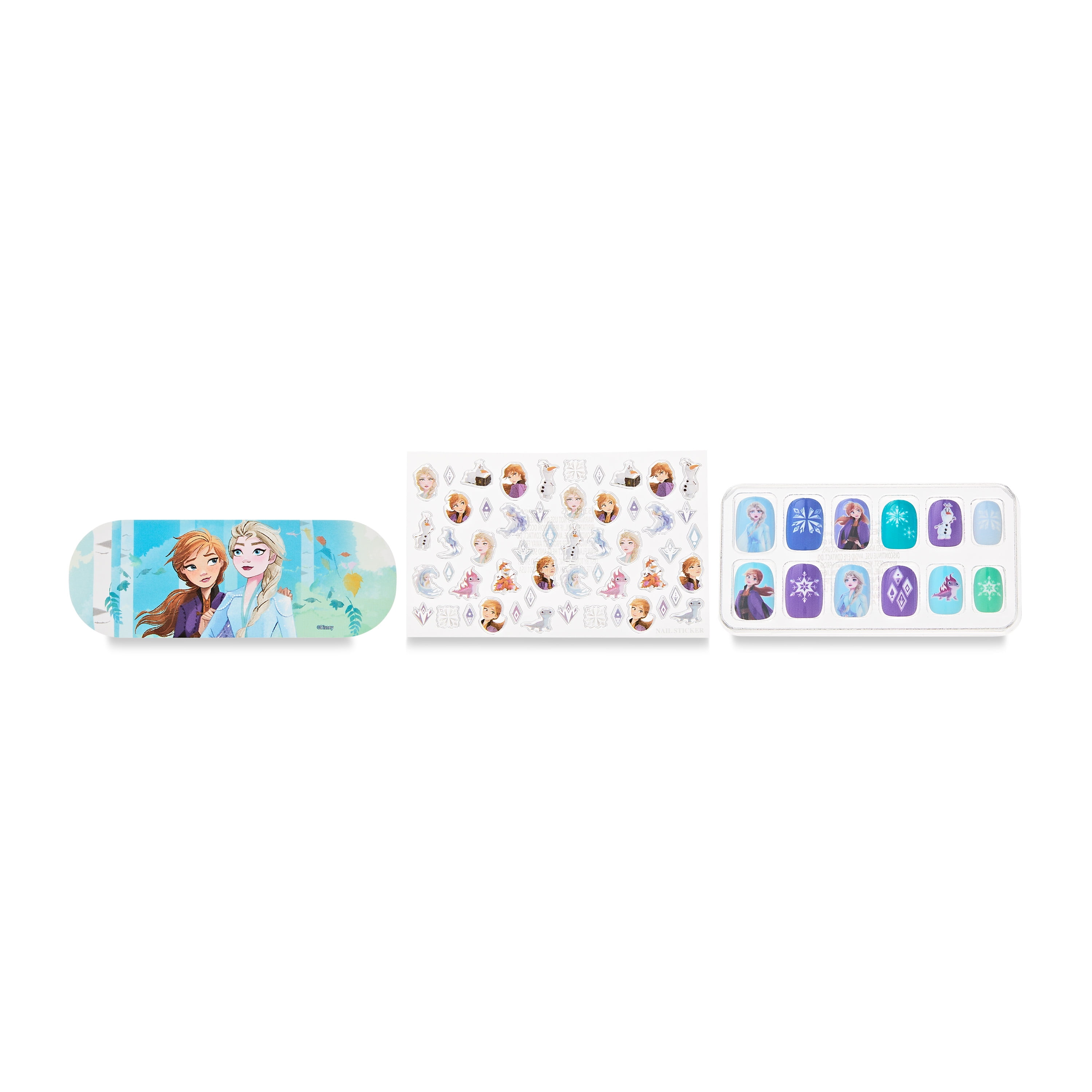 Disney Frozen 66 Piece Nail Set with Press-On Nails, Nail Stickers, and ...