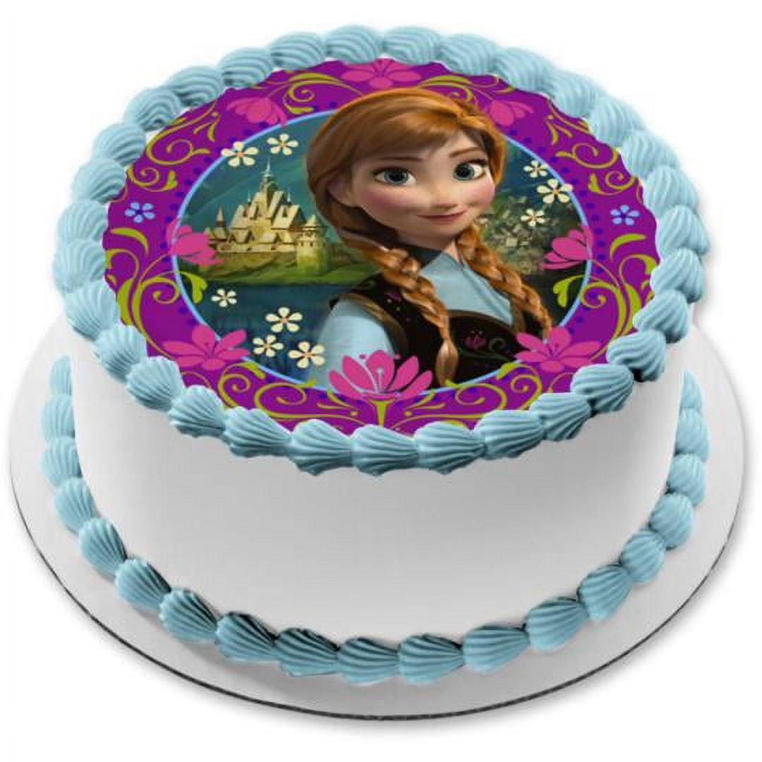 Disney Frozen Anna Castle Lake Edible Cake Topper Image 8 Inches Round ...