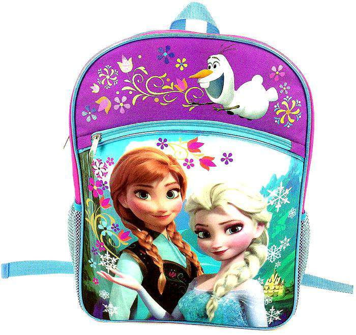 Disney Frozen Book Bag: Anna & Elsa Purple & Blue Flowers Backpack ...