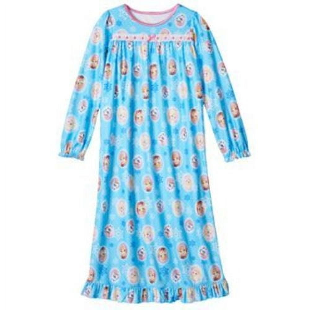 Disney Frozen Anna Elsa Olaf Long Sleeve Granny Nightgown Pajama Girl ...