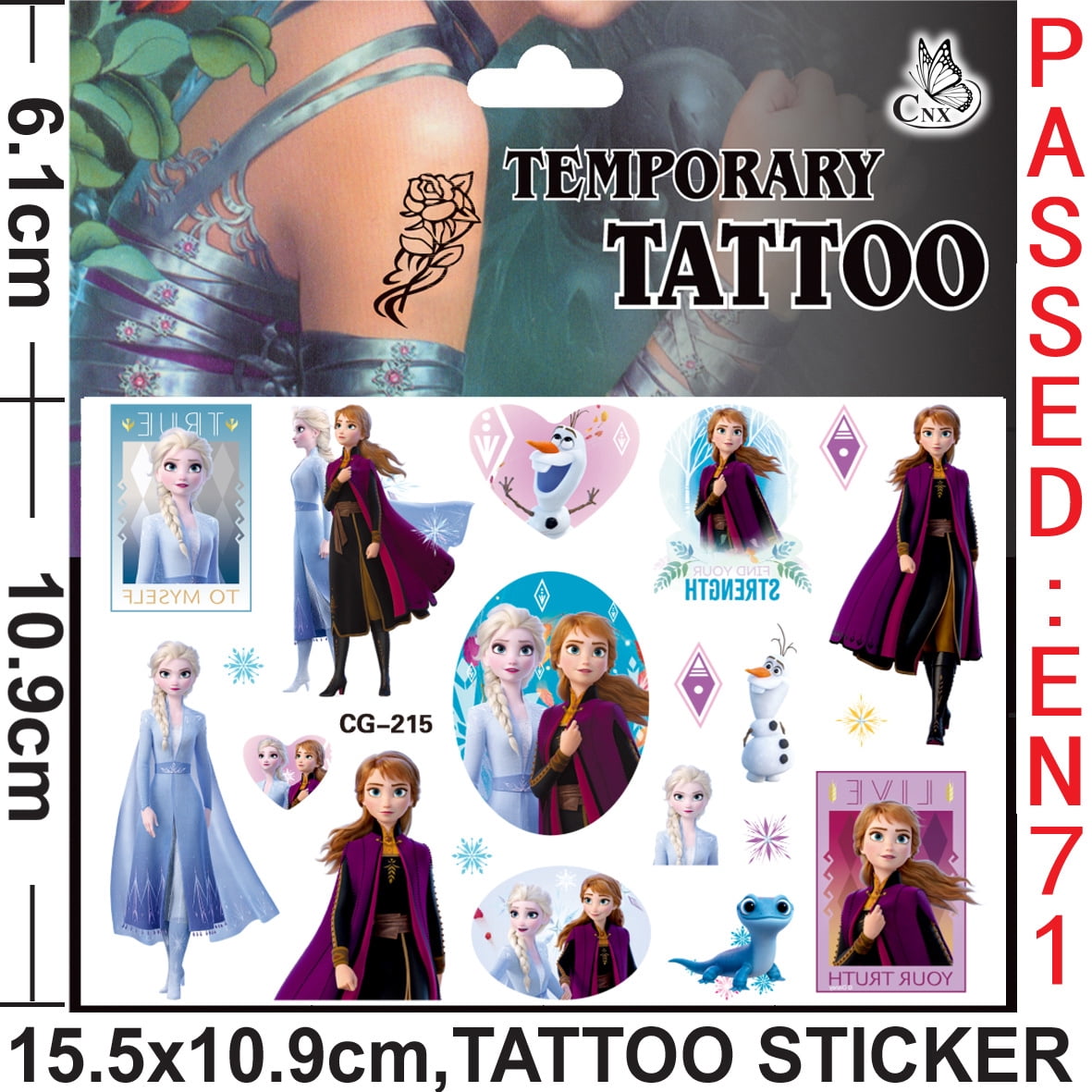Disney Frozen Anna Elsa Princess Tattoo Stickers Toy Children's ...