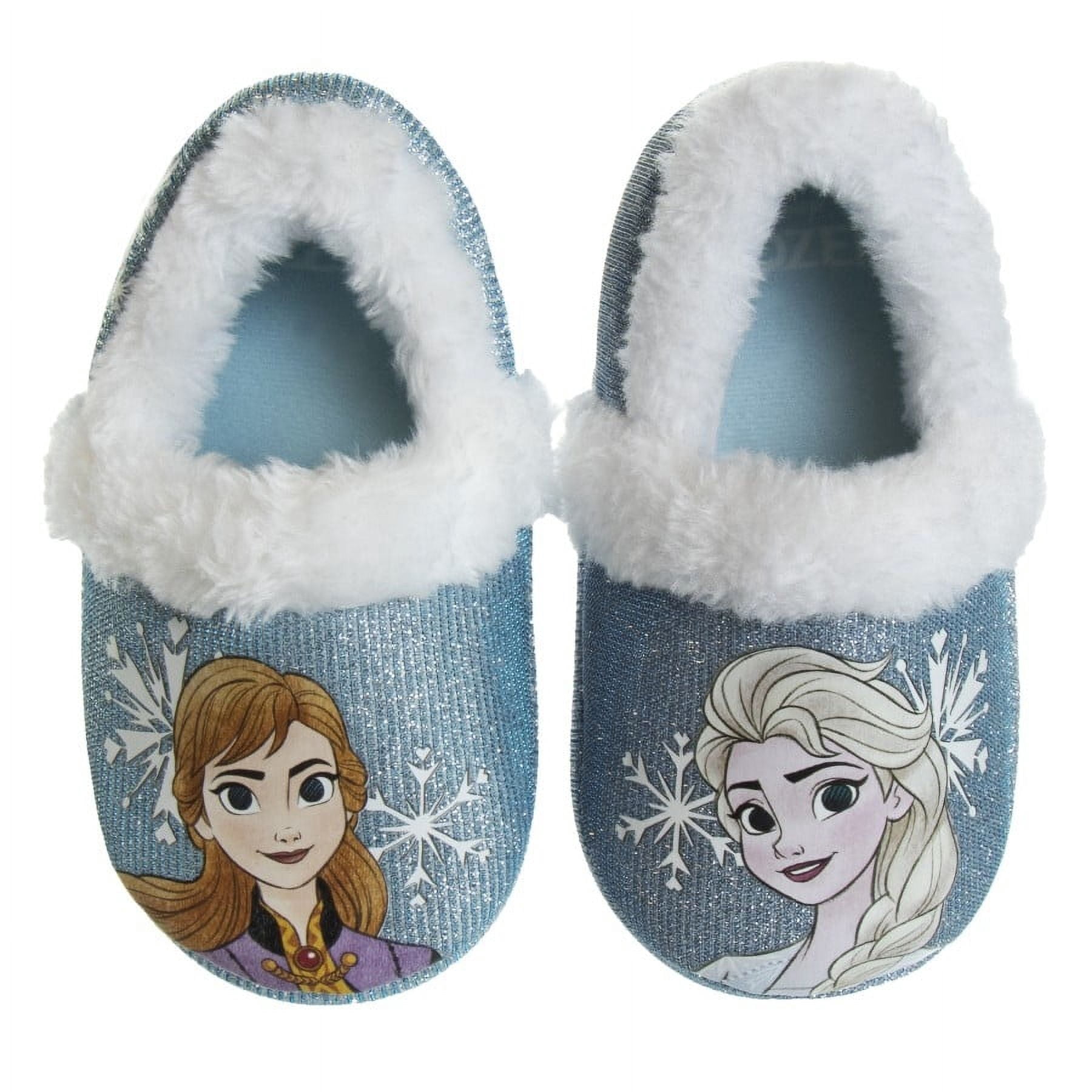 Disney Frozen Anna & Elsa Toddler Girls' Plush Comfort Slippers Dual ...