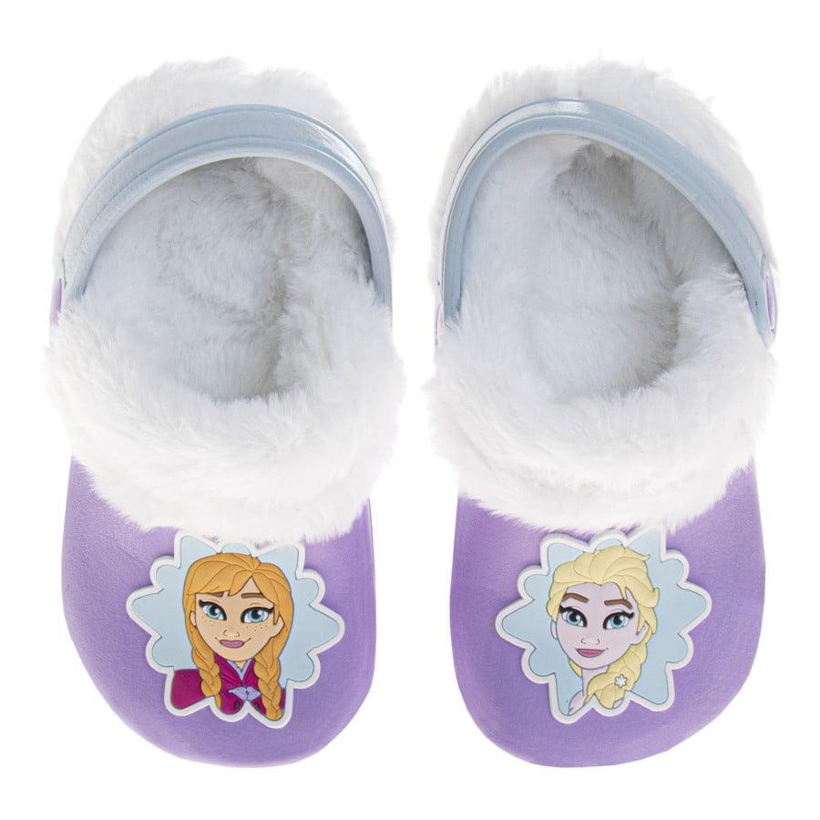 Disney Frozen Anna And Elsa Fuzzy Fleece Lined Clogs for Girls Winter ...