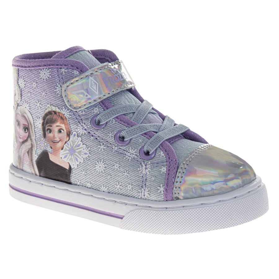 Disney Frozen Anna and Elsa High Top Canvas Sneakers. (Toddler/Little ...