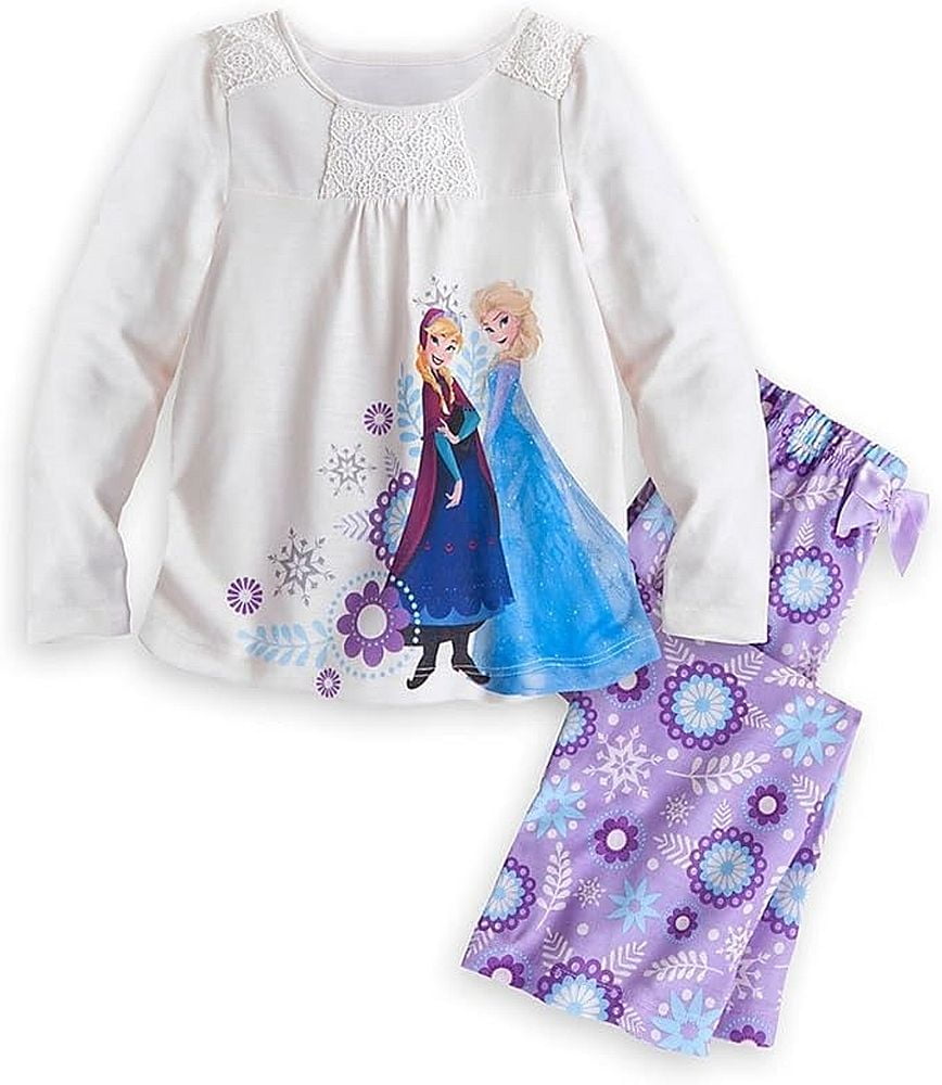 Disney Frozen Anna and Elsa Polyester Jersey Pajama Top, Floral PJ ...