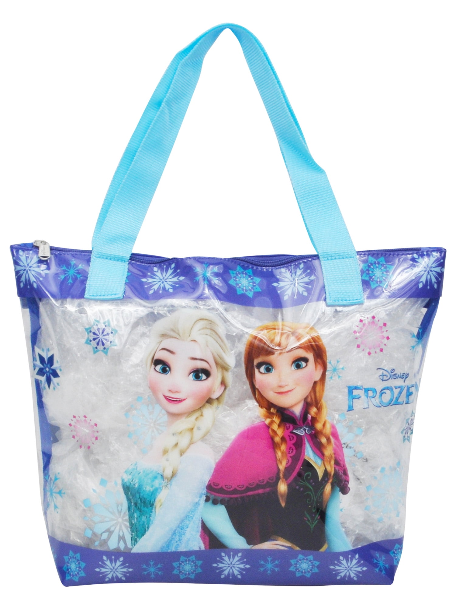 Disney Frozen Beach Bag Anna Elsa Large Zip Tote Clear Purple - Walmart.com
