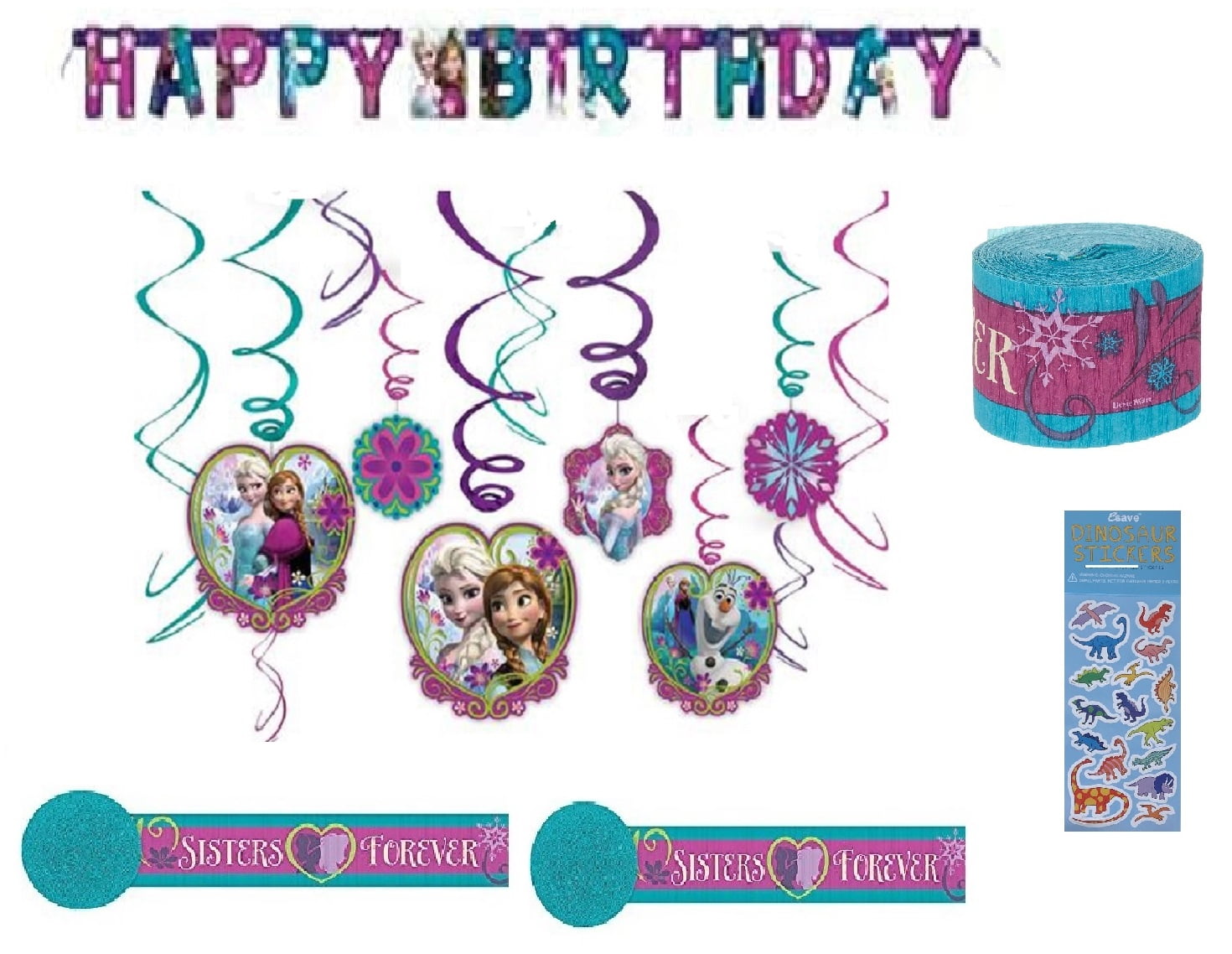 Disney Frozen Birthday Party Supplies Bundle Includes 12 Piece Hanging