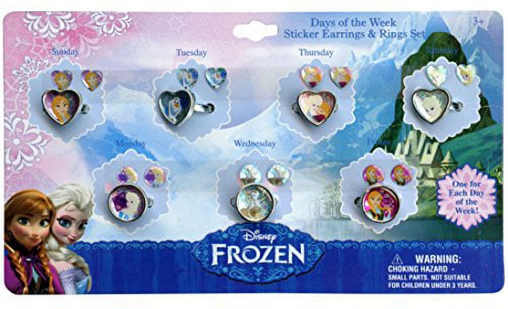 Disney Frozen Days of the Week Earrings & Rings Set for Girls - Walmart ...