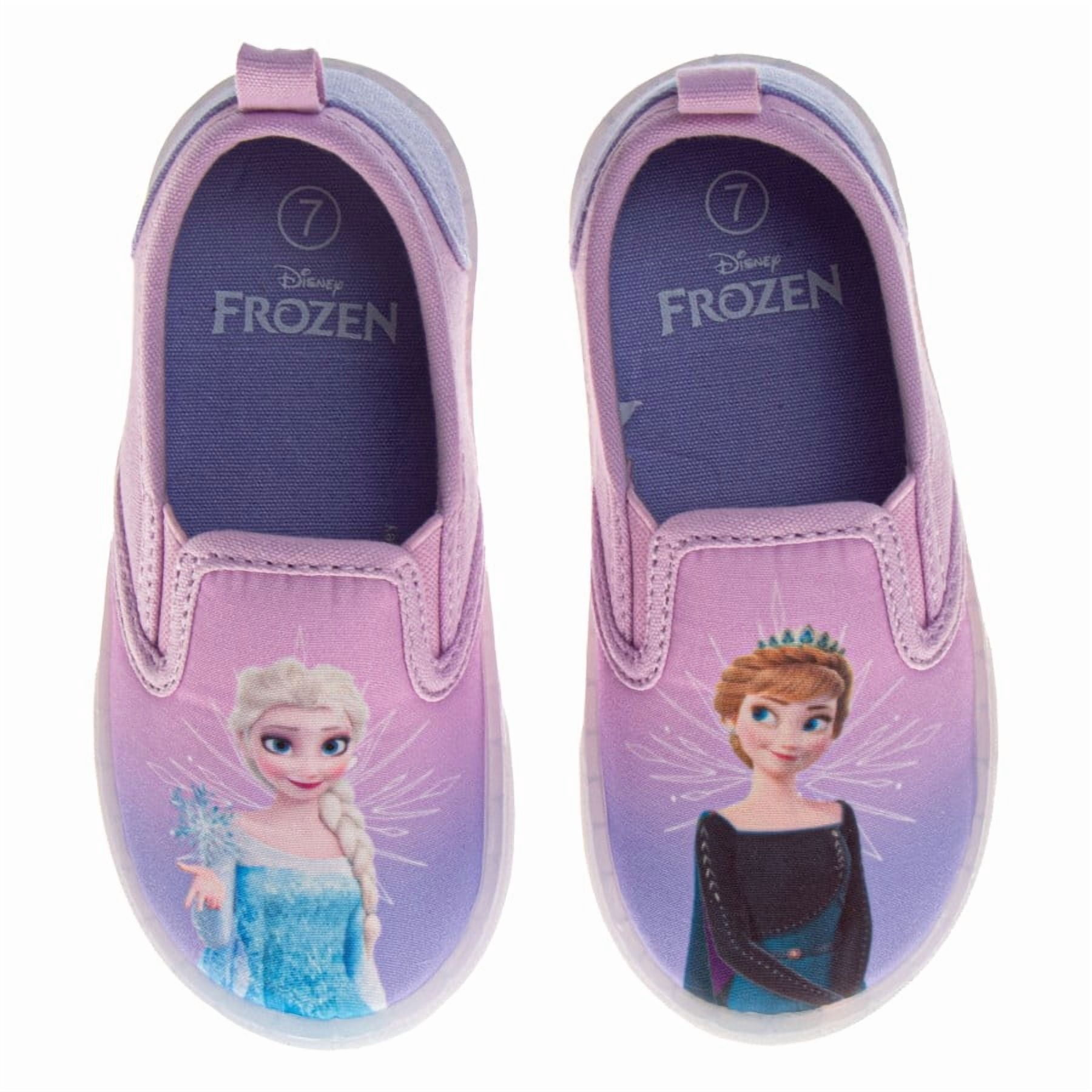 Disney Frozen Design Elsa And Anna Slip On Canvas Girls, Easy Wear ...