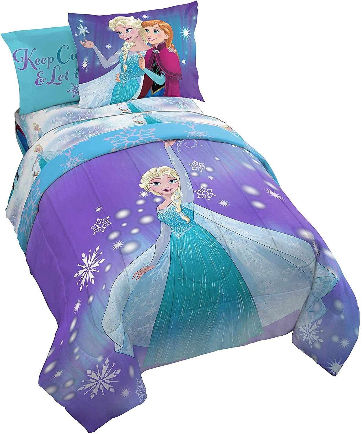 Disney Frozen Elsa & Anna Full Comforter, Sheets & Shams (7 Piece Bed ...