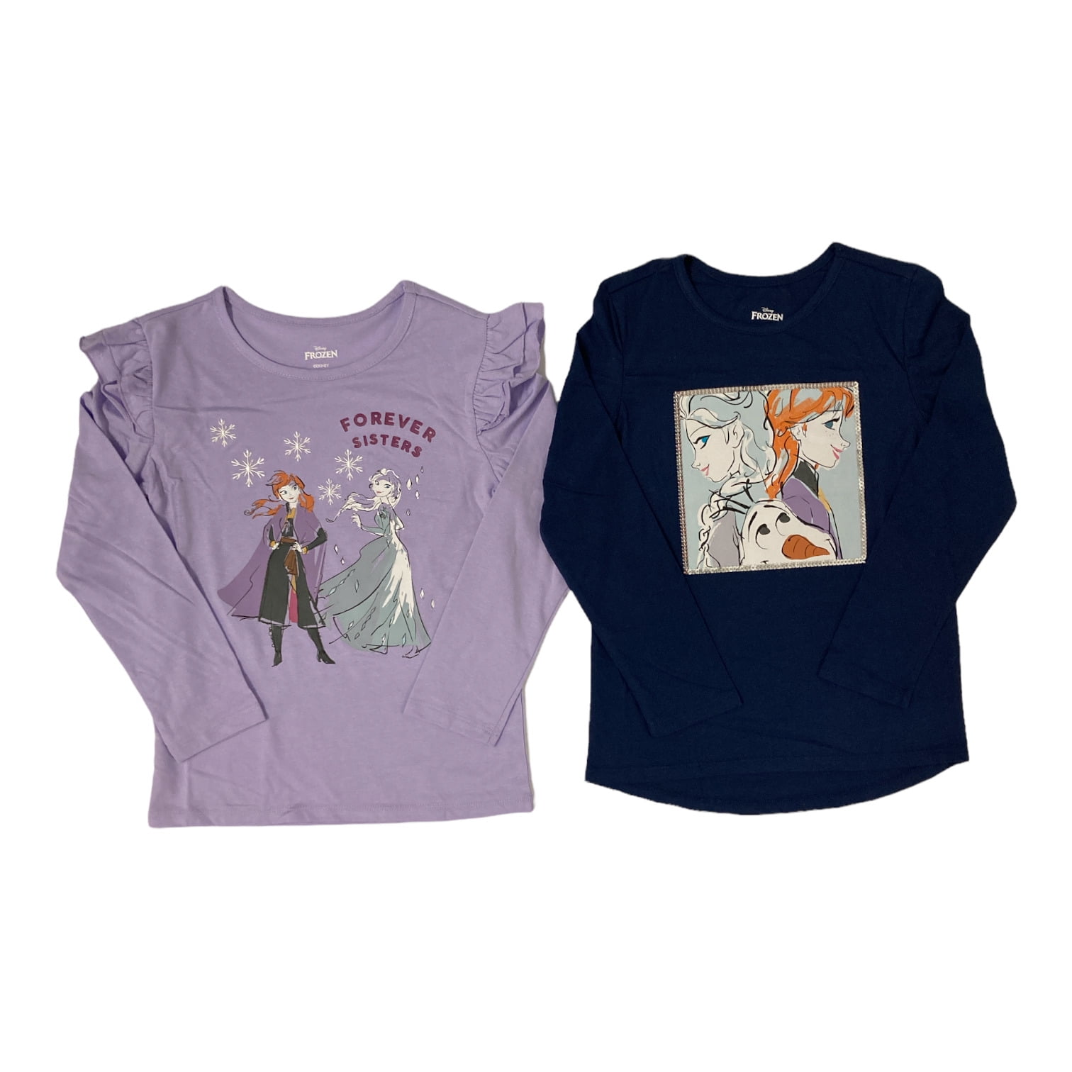 Disney Frozen Elsa & Anna Licensed Girl's 2 Pack Fashion Tops (10/12 ...