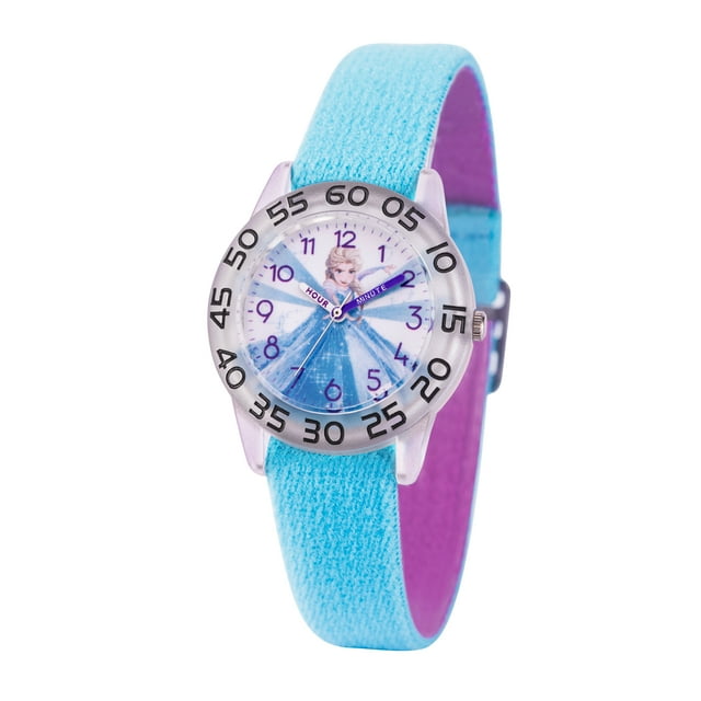 Disney Frozen Elsa Girls' Clear Time Teacher Watch, Reversible Blue and ...