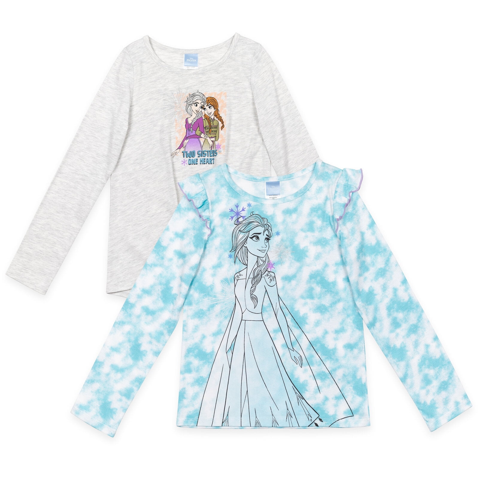 Disney Frozen Elsa Princess Anna Big Girls 2 Pack Long Sleeve T-Shirts ...