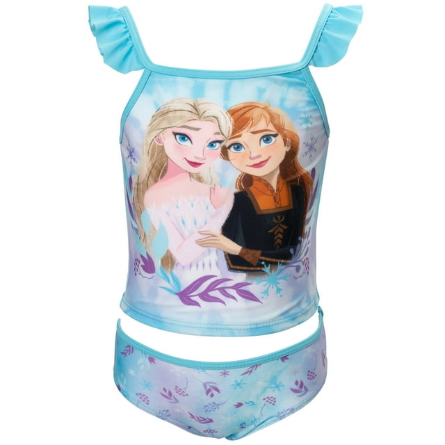 Disney Frozen Elsa & Anna Girls' Bathing Suit Swimwear: Tankini Top ...