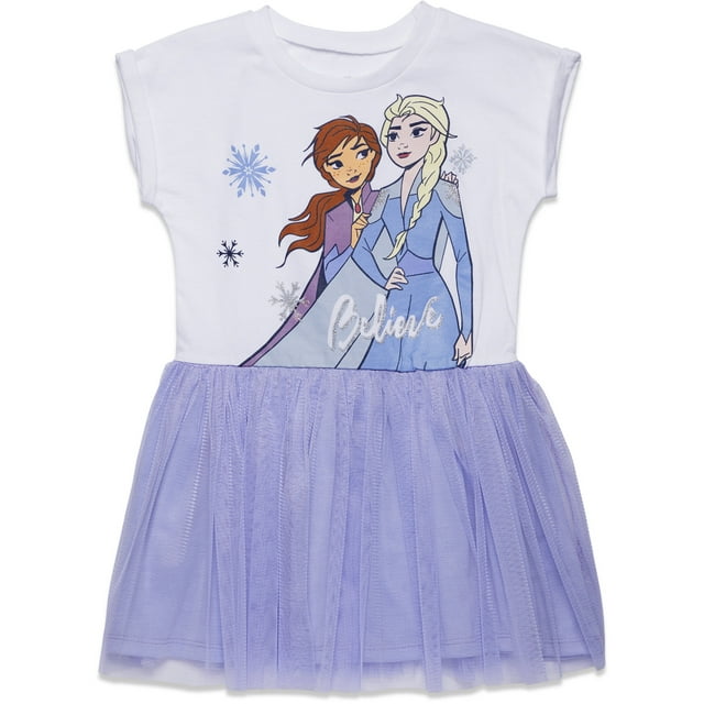 Disney Frozen Elsa Princess Anna Little Girls Tulle Dress Toddler to ...