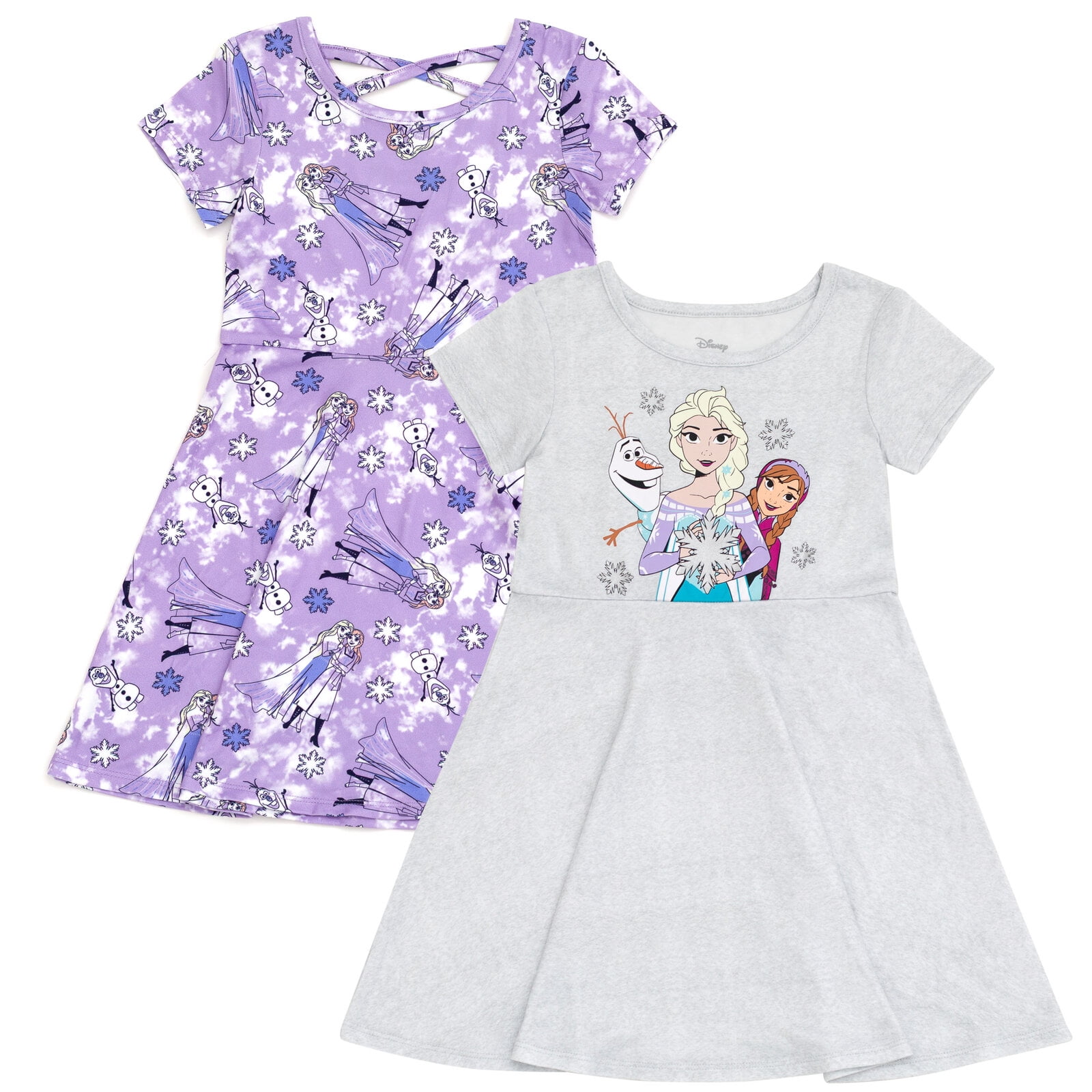 Disney Frozen Elsa Princess Anna Olaf 2 Pack Skater Dresses Toddler to ...