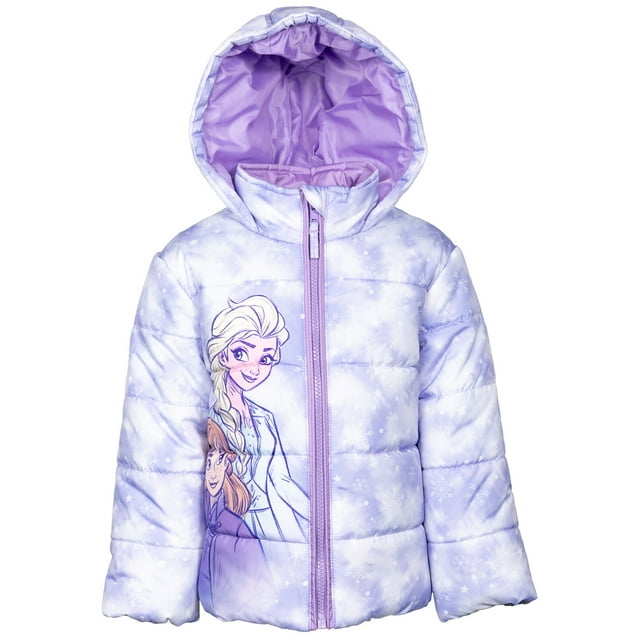 Disney Frozen Elsa & Anna Winter Coat: Toddler Girls Zip Up Puffer ...