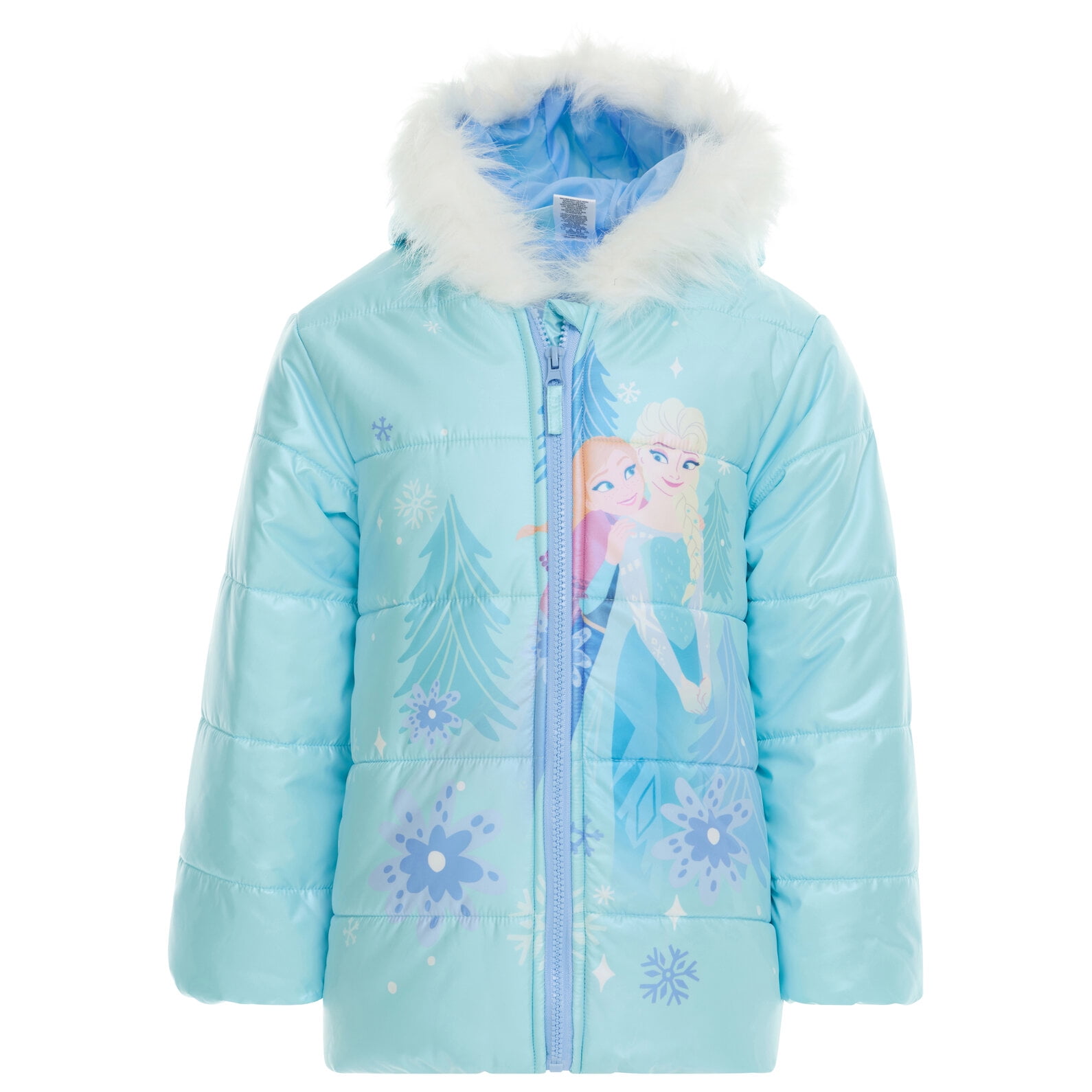 Disney Frozen Elsa Princess Anna Zip Up Puffer Jacket Toddler‚ÄìBig Kid ...