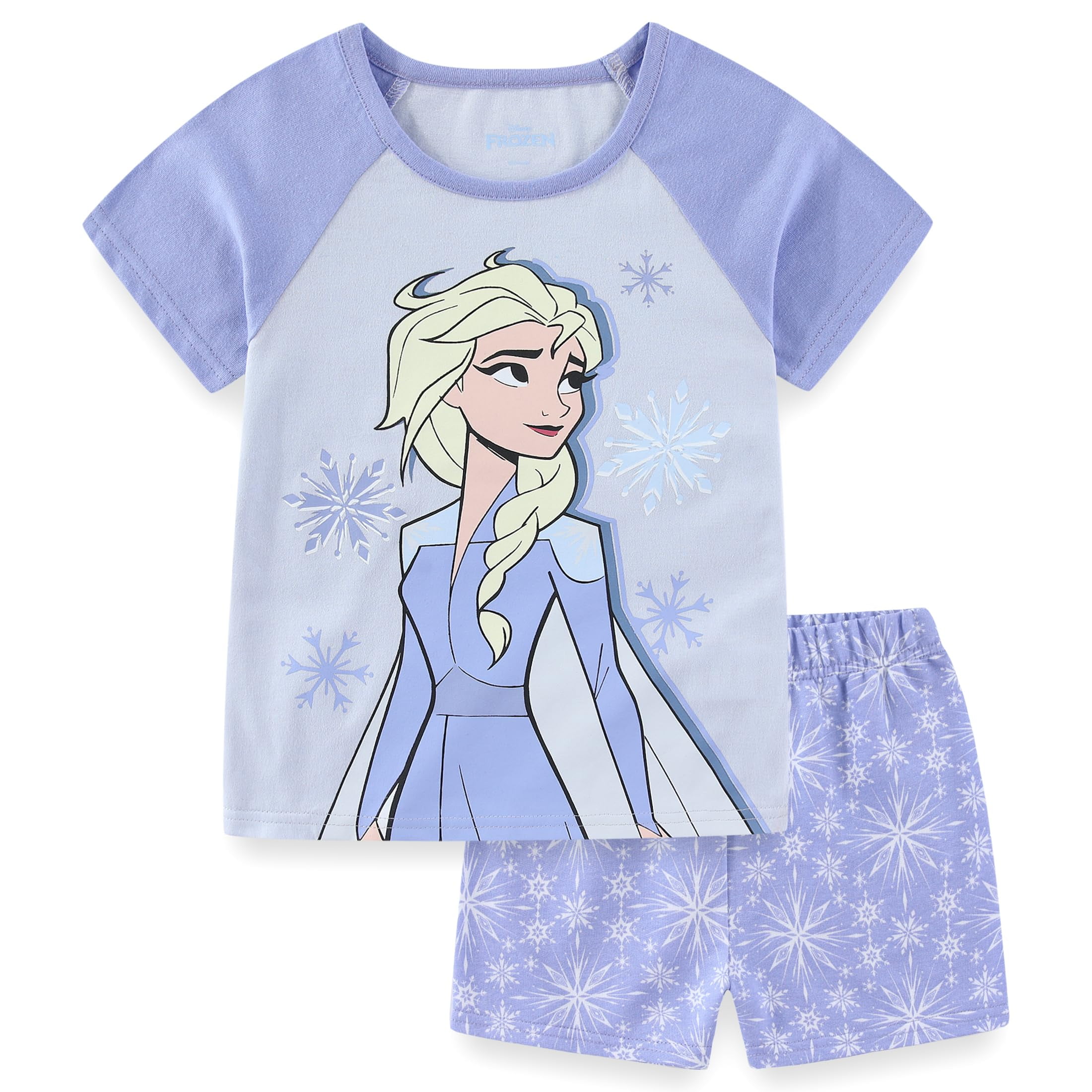 Disney Frozen Elsa Short Sleeve T-Shirt and French Terry Shorts Set ...