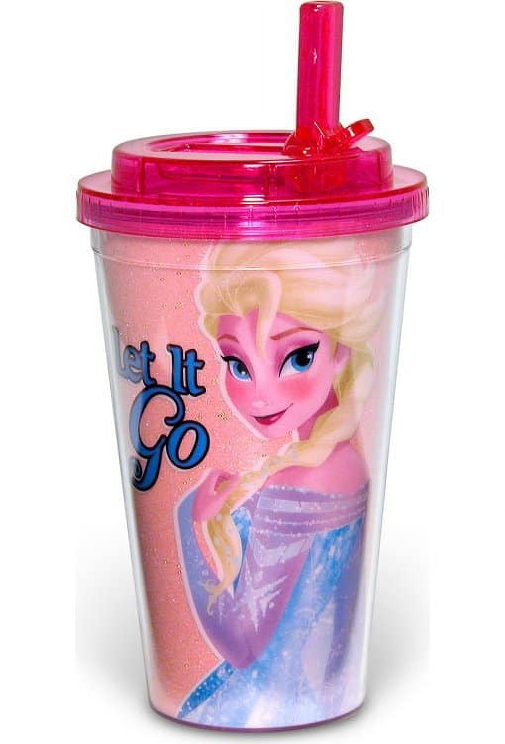 Disney: Frozen: Elsa Shoulder Glitter: 16 oz. Plastic Flip Straw Cold ...