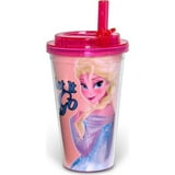 Disney: Frozen: Elsa Shoulder Glitter: 16 oz. Plastic Flip Straw Cold ...