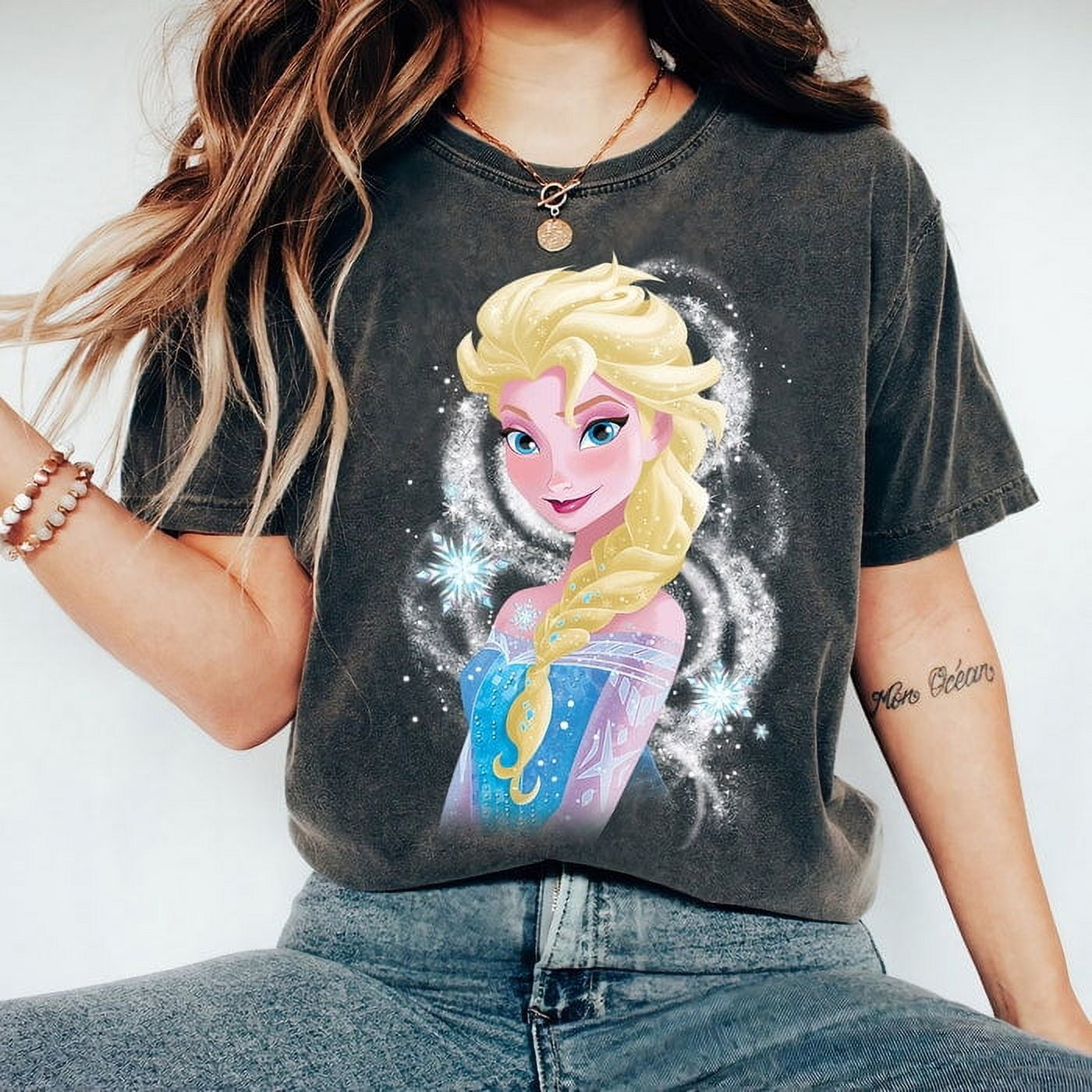 Disney Frozen Elsa Snowflake Swirls Graphic Shirt, Princess Elsa Tee ...