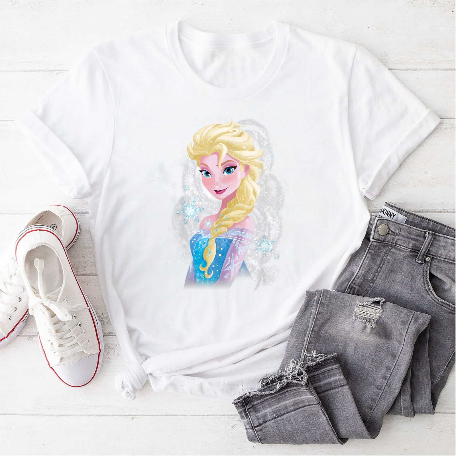 Disney Frozen Elsa Snowflake Swirls Princess Pose T-Shirt For Kids ...
