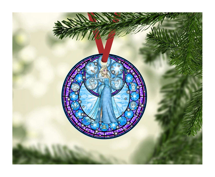 Disney Frozen Elsa Stained Glass Inspired Custom 3.5" Metal Ornament ...