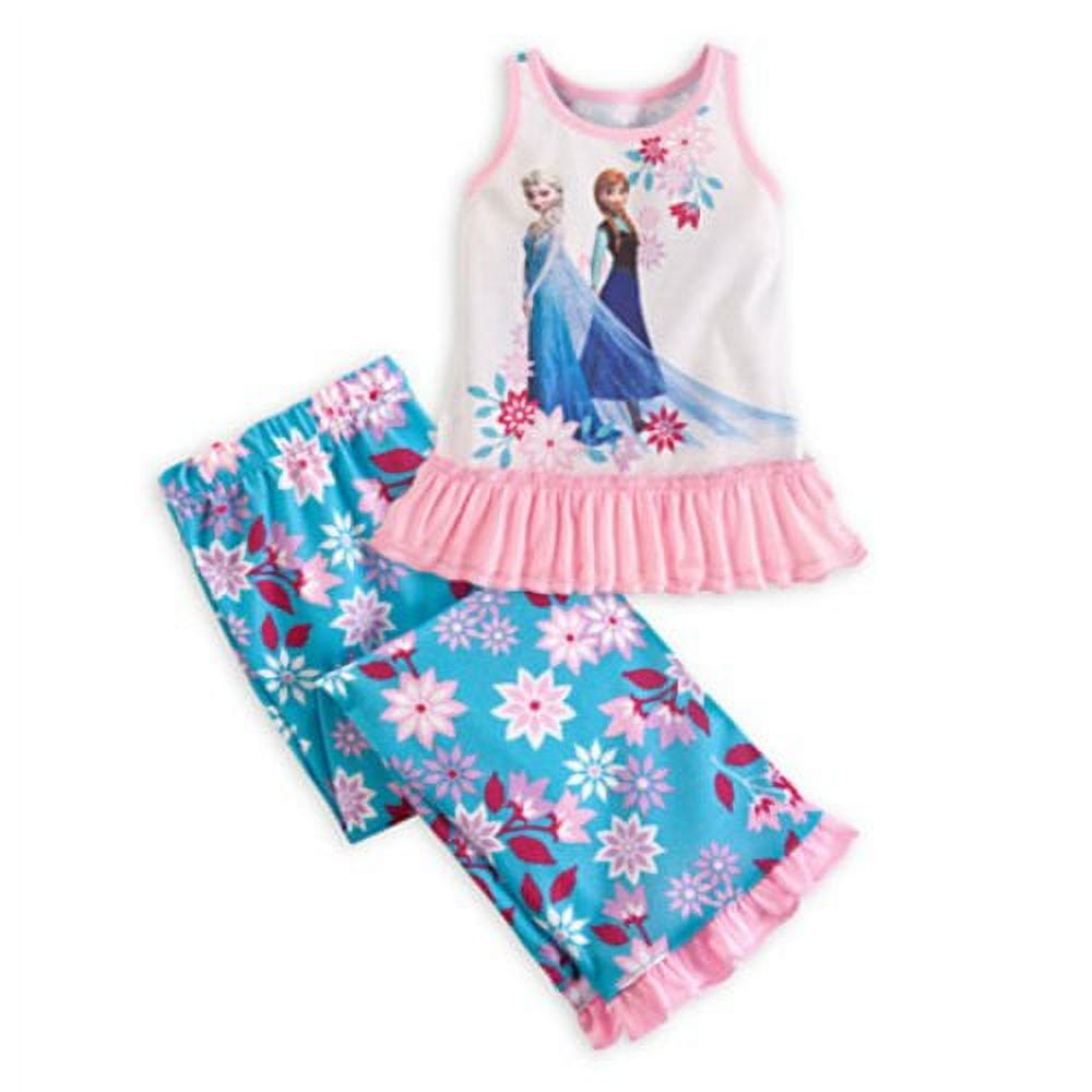 Disney Frozen Elsa and Anna Tank Top and Cropped Pants Pajama Set, Size ...