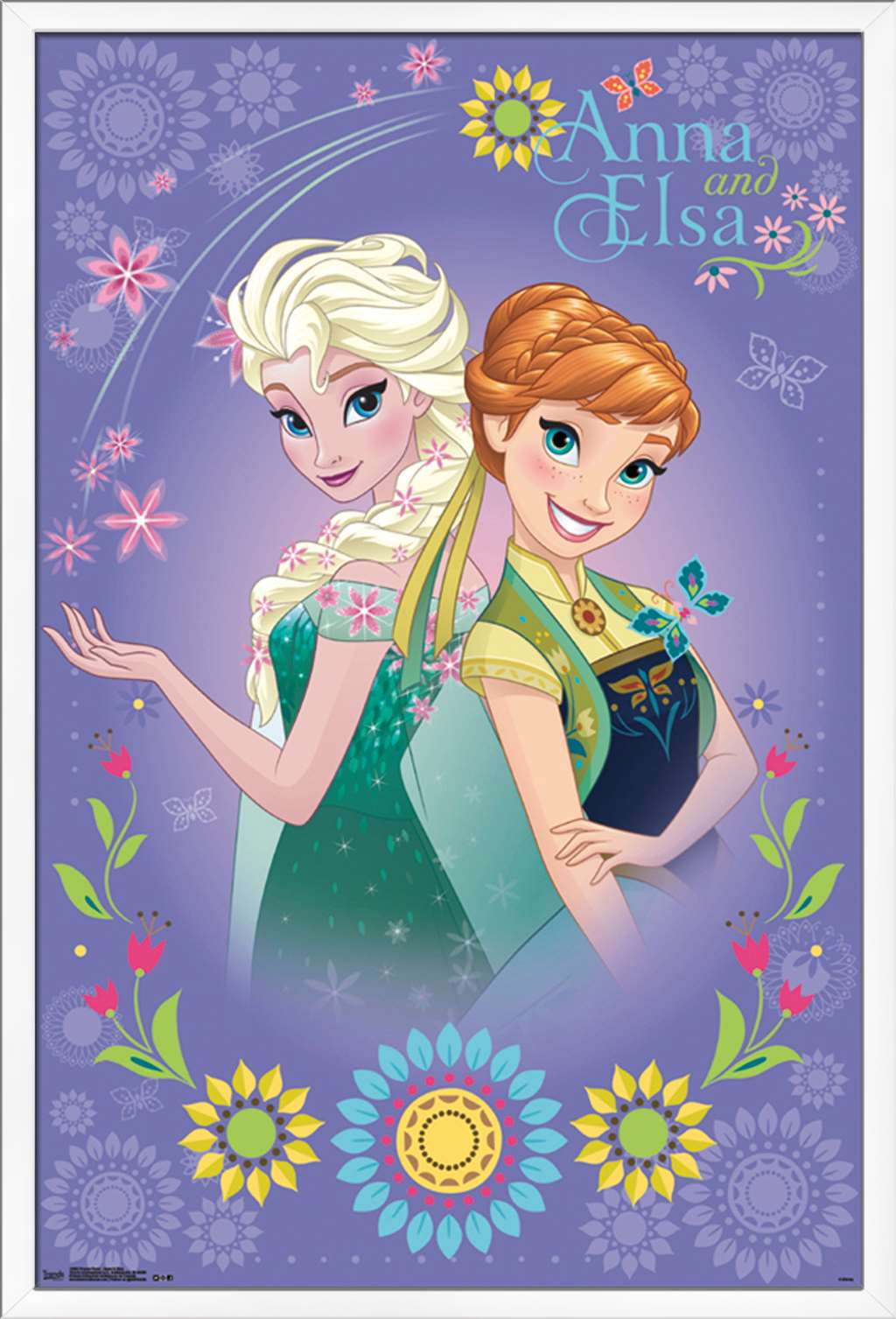 Disney Frozen Fever - Anna and Elsa Wall Poster, 22.375" x 34", Framed ...