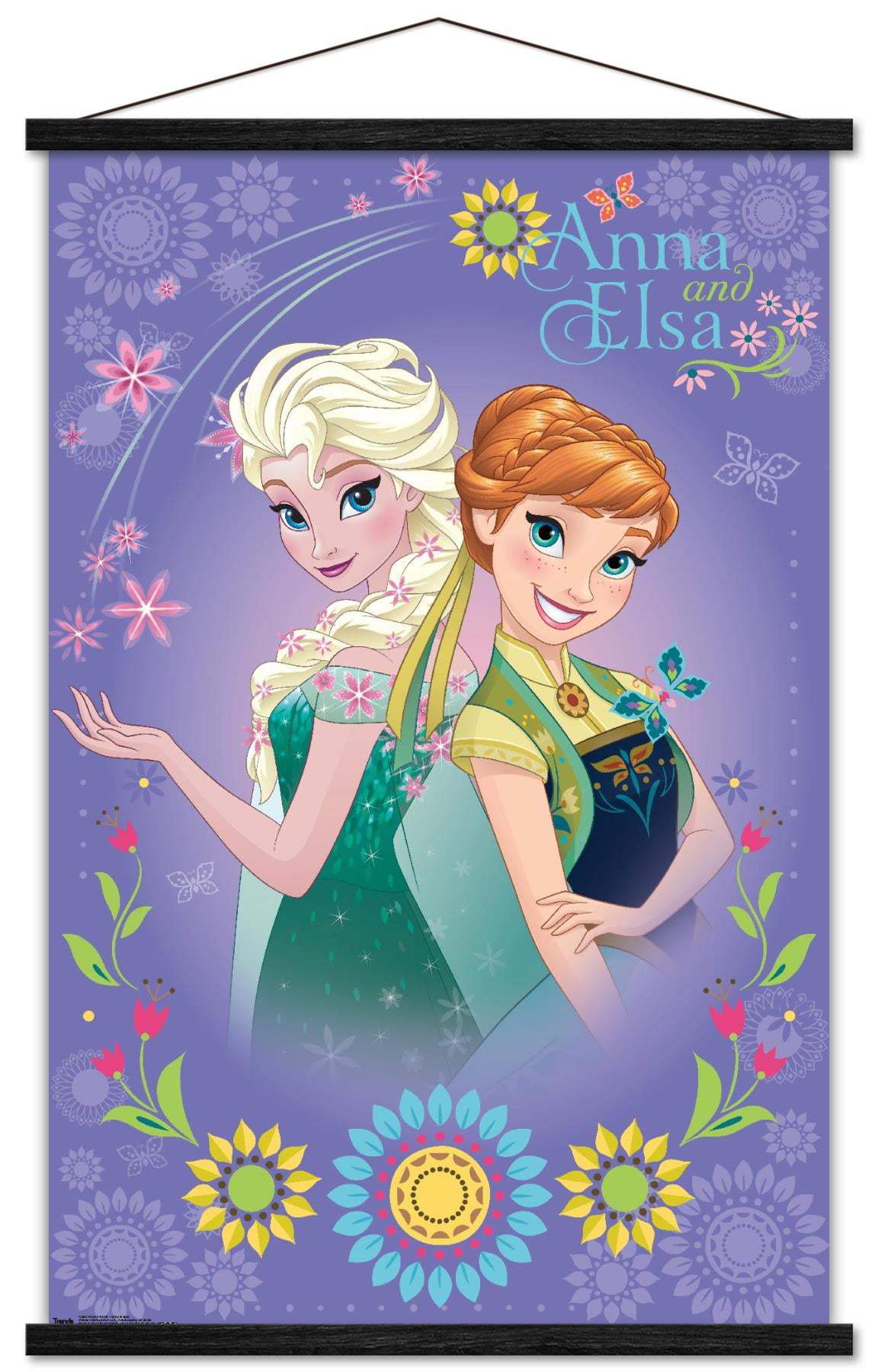 Disney Frozen Fever - Anna and Elsa Wall Poster with Wooden Magnetic ...