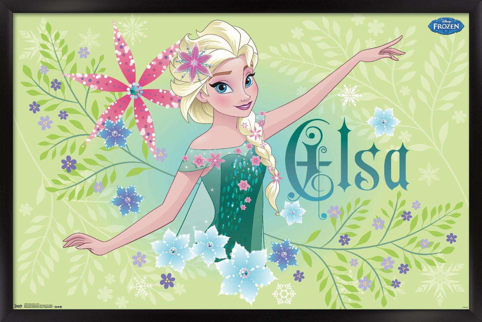 Disney Frozen Fever - Elsa Wall Poster, 14.725" x 22.375", Framed ...