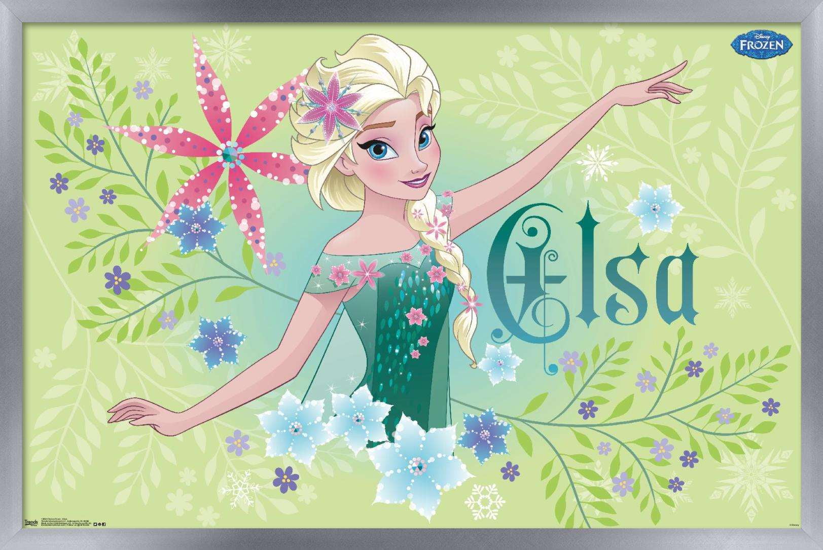 Disney Frozen Fever - Elsa Wall Poster, 14.725" x 22.375", Framed ...