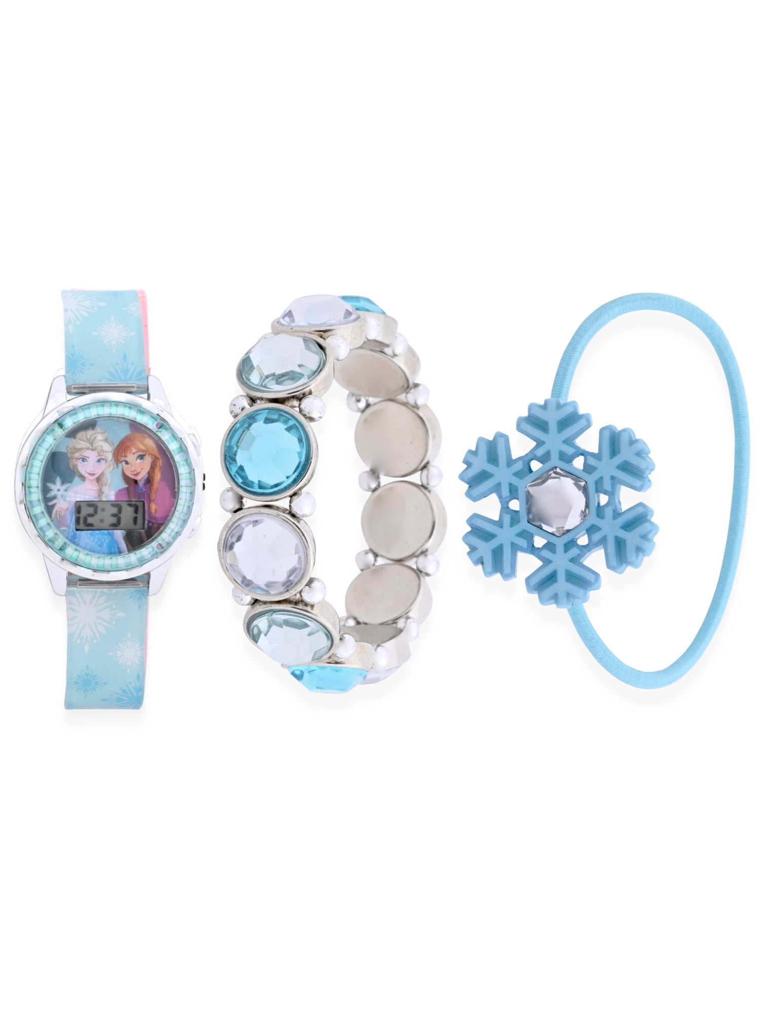 Disney Frozen Girl's Flashing LCD Blue Glitter Silicone Watch ...