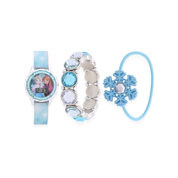 Disney Frozen Girl's Flashing LCD Blue Glitter Silicone Watch ...