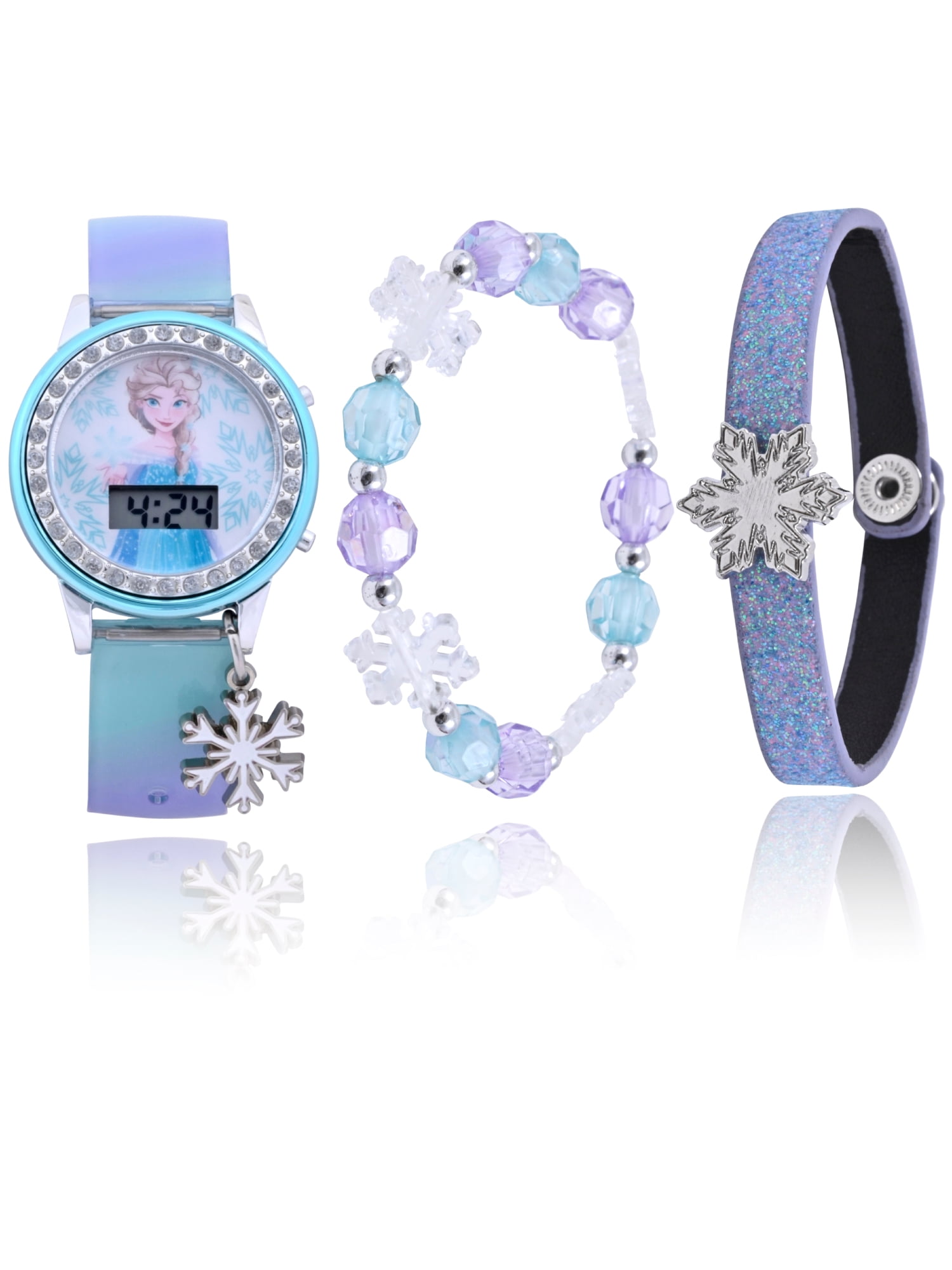 Disney Frozen Girl's Flashing LCD Blue Glitter Silicone Watch ...