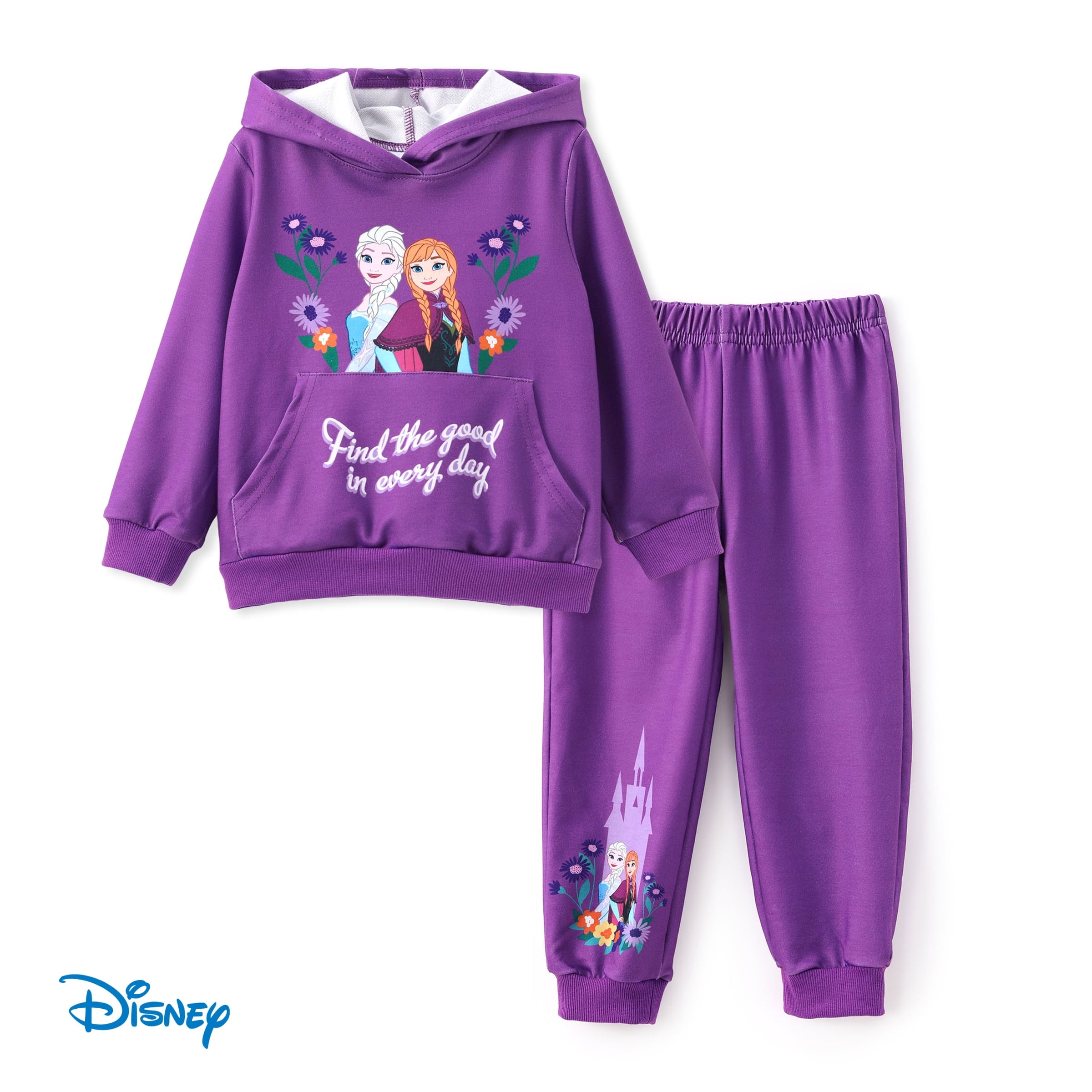 Disney Frozen Girls 2 Pcs Elsa/Anna Graphic Hoodies Sweatshirts and Joggers Outfit Sets Sizes 2 ...