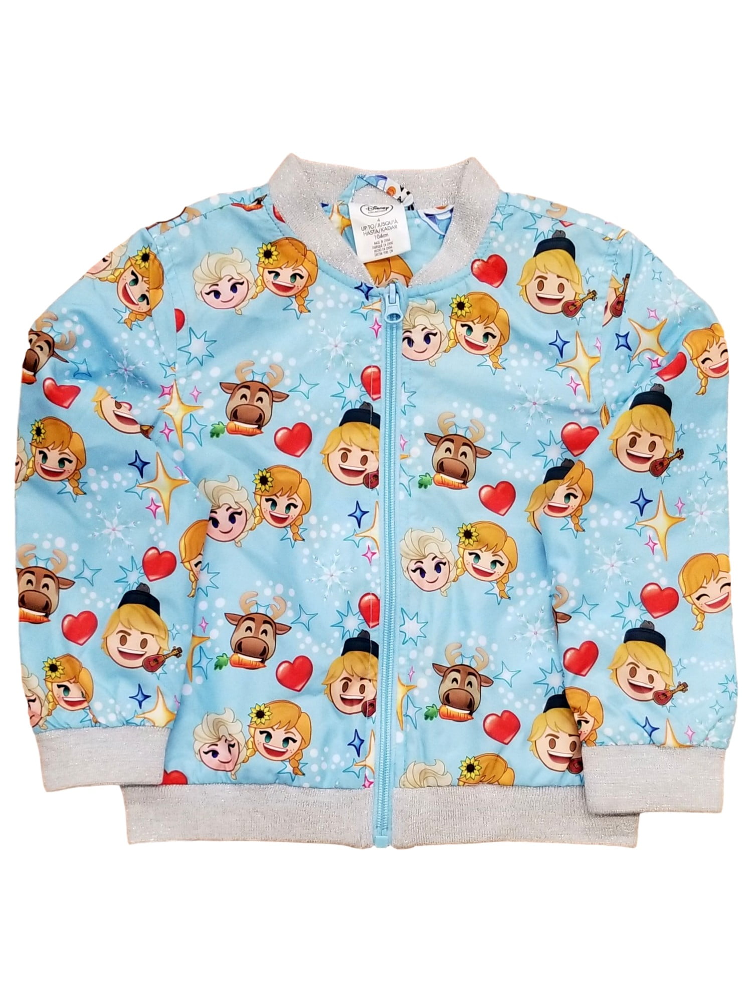 Disney Frozen Girls Blue Silver Shimmer Anna Elsa Sven Zip Up Jacket ...