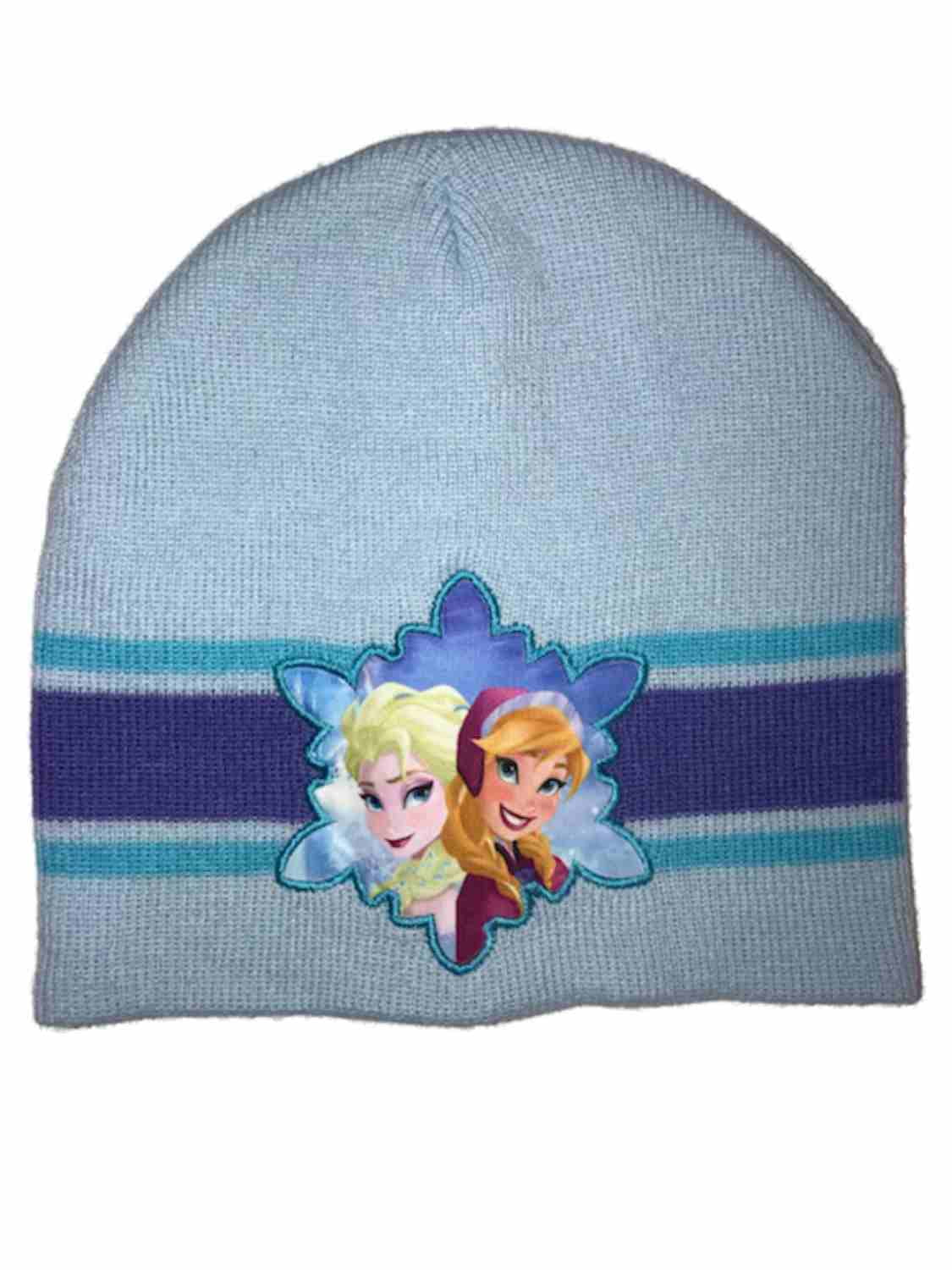 Disney Frozen Girls Blue With Stripe Elsa & Anna Winter Knit Beanie ...