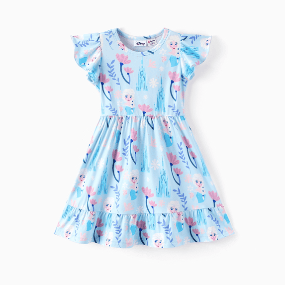 Disney Frozen Girls Dresses Elsa Blue Casual Floral Flower Flowy Summer ...