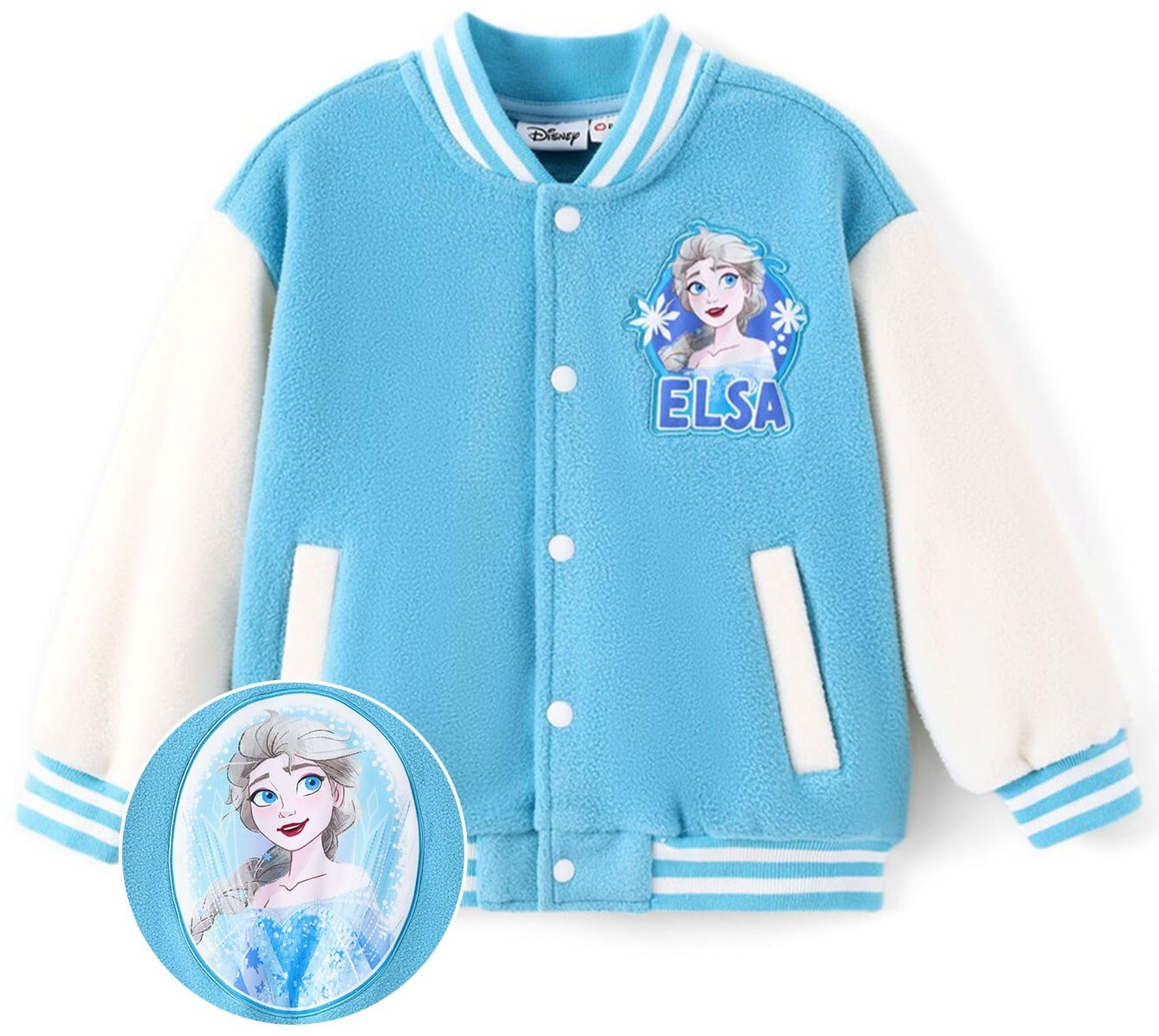 Disney Frozen Girls Fleece Bomber Jackets Elsa Graphic Winter Plush ...