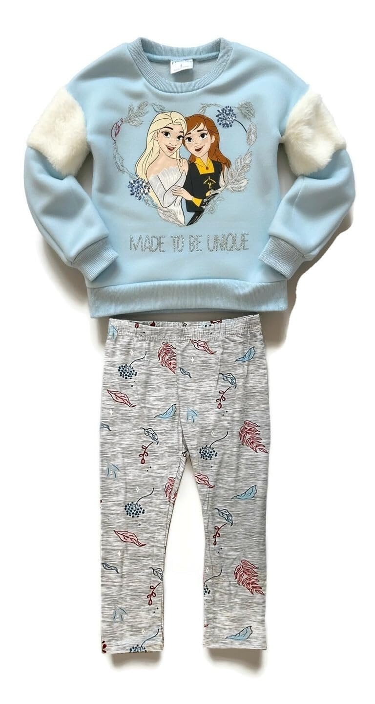 Disney Frozen Girls Sweatshirt Fleece Fur and Legging Pants Set for ...